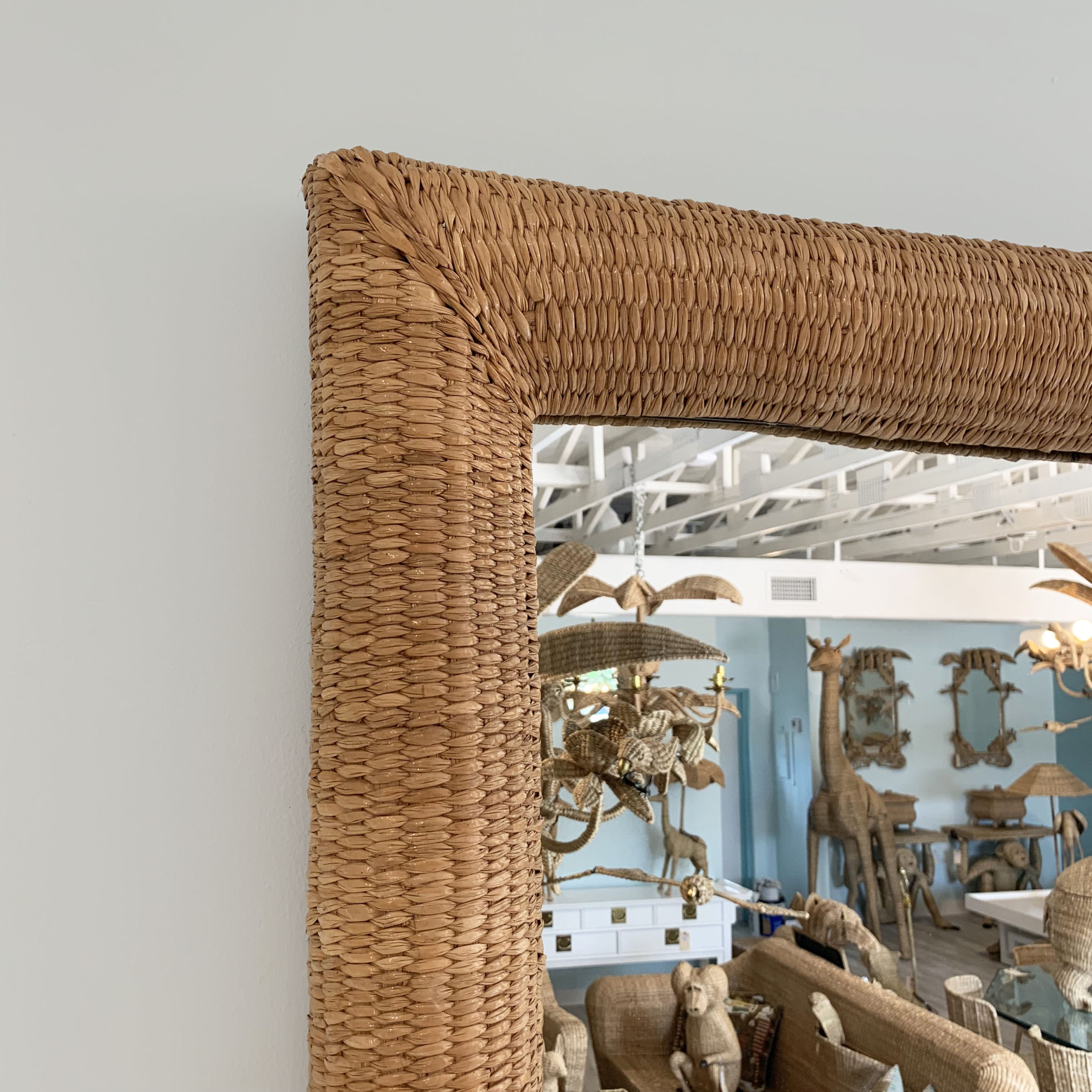 Large Wrapped Rattan Mirror by Mario Lopez Torres - Mario Lopez Torres